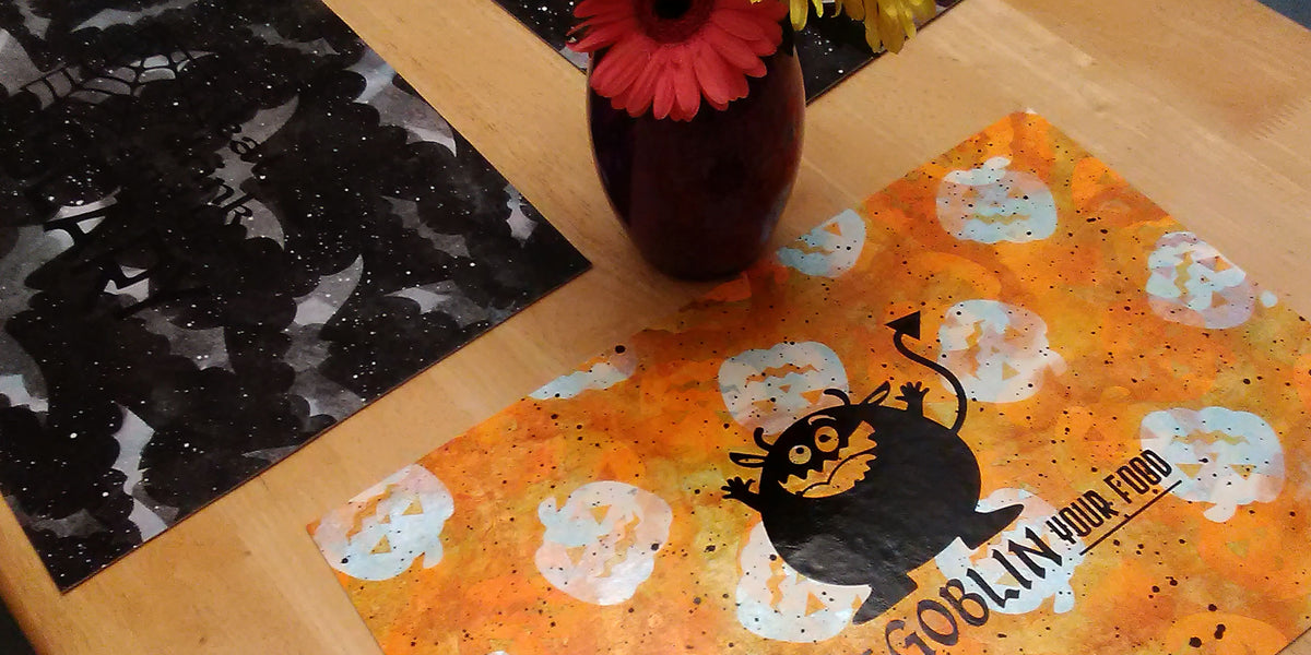 Painted Halloween Placements using Vinyl Masks — Craft-e-Corner